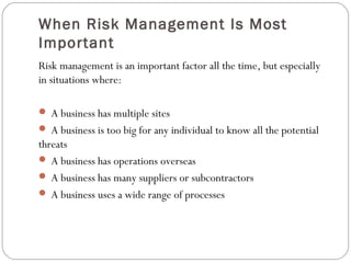 The importance of risk management in business | PPT