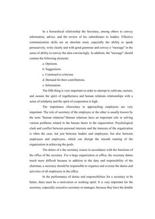 The importance of secretary to the organizations development | DOCX