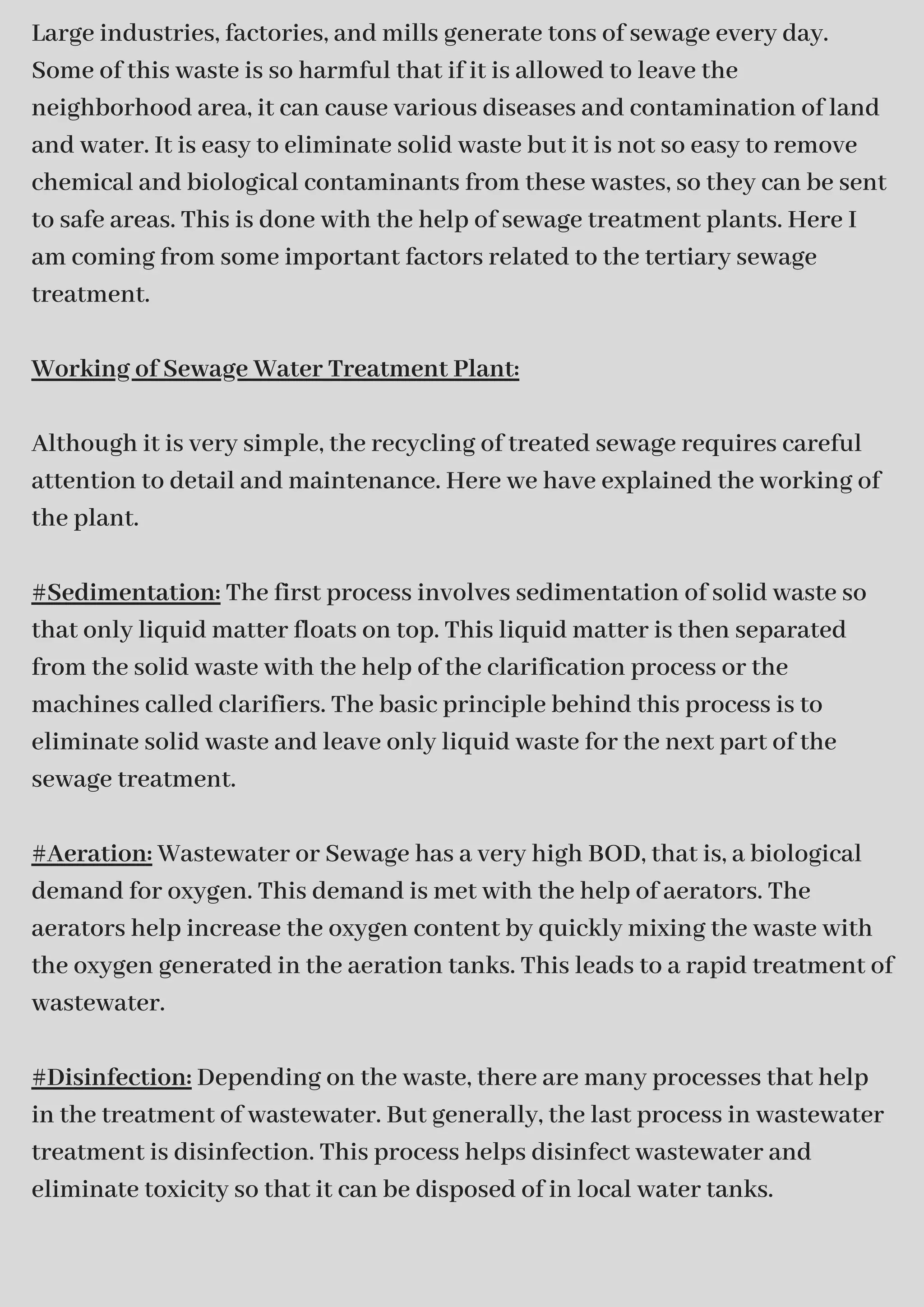 The importance of sewage water treatment plant | Chokhavatia associates ...