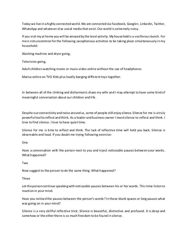 The Importance of Silence