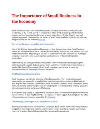 The Importance of Small Business in the Economy.docx
