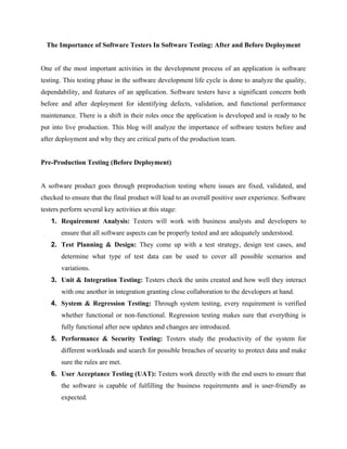 The Importance of Software Testers In Software Testing: After and ...