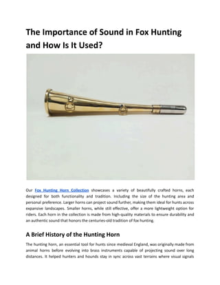 The Importance of Sound in Fox Hunting and How Is It Used? | PDF