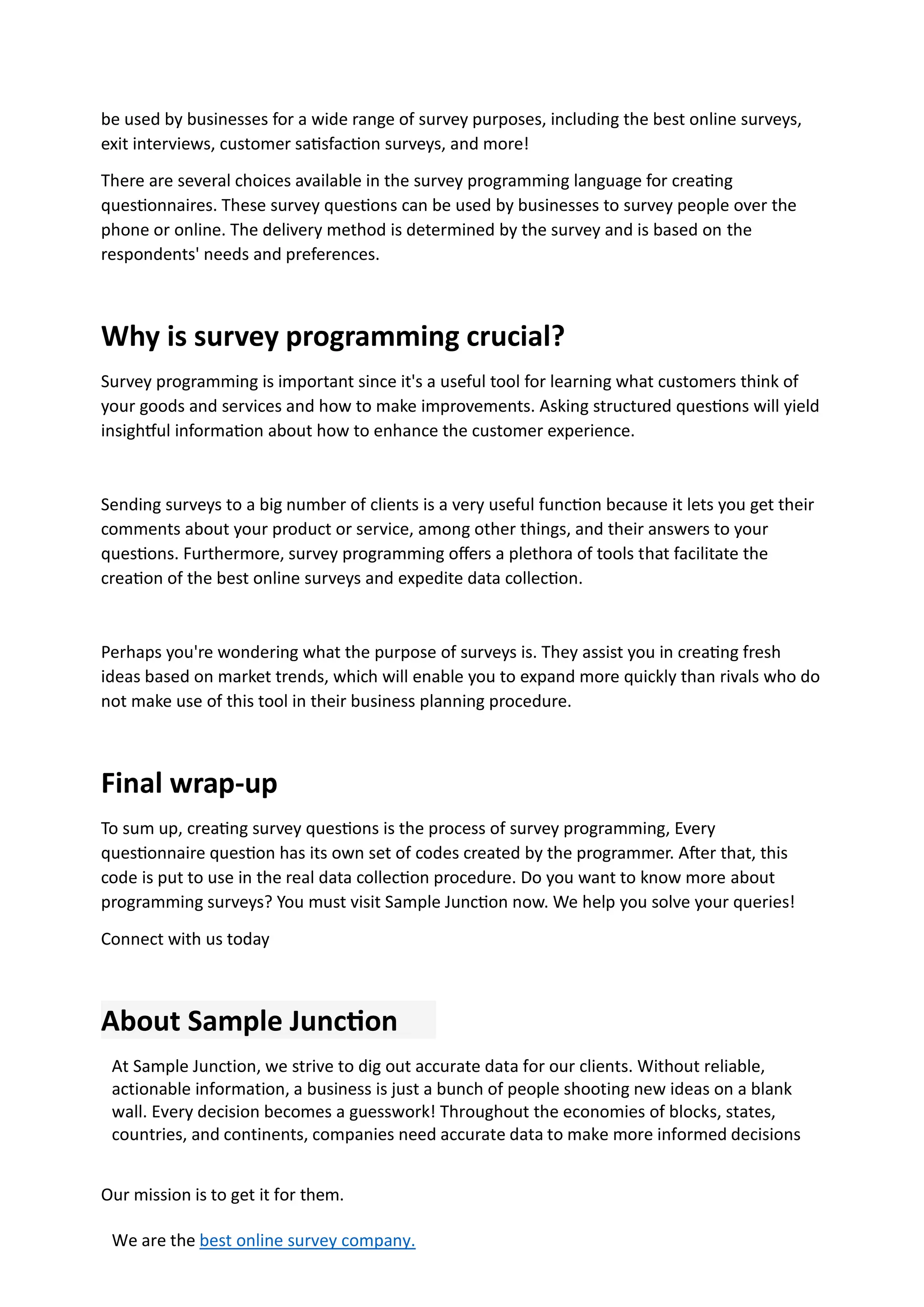 The Importance of Survey Programming Sample Junction-Best Online Survey ...