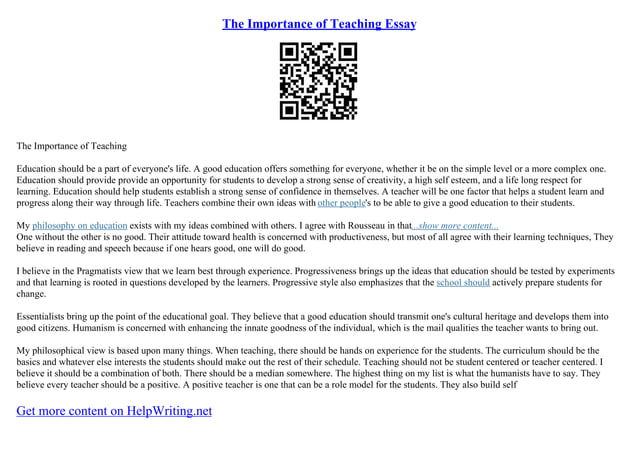 The Importance Of Teaching Essay | PPT