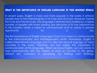 The importance of the english language | PPTX