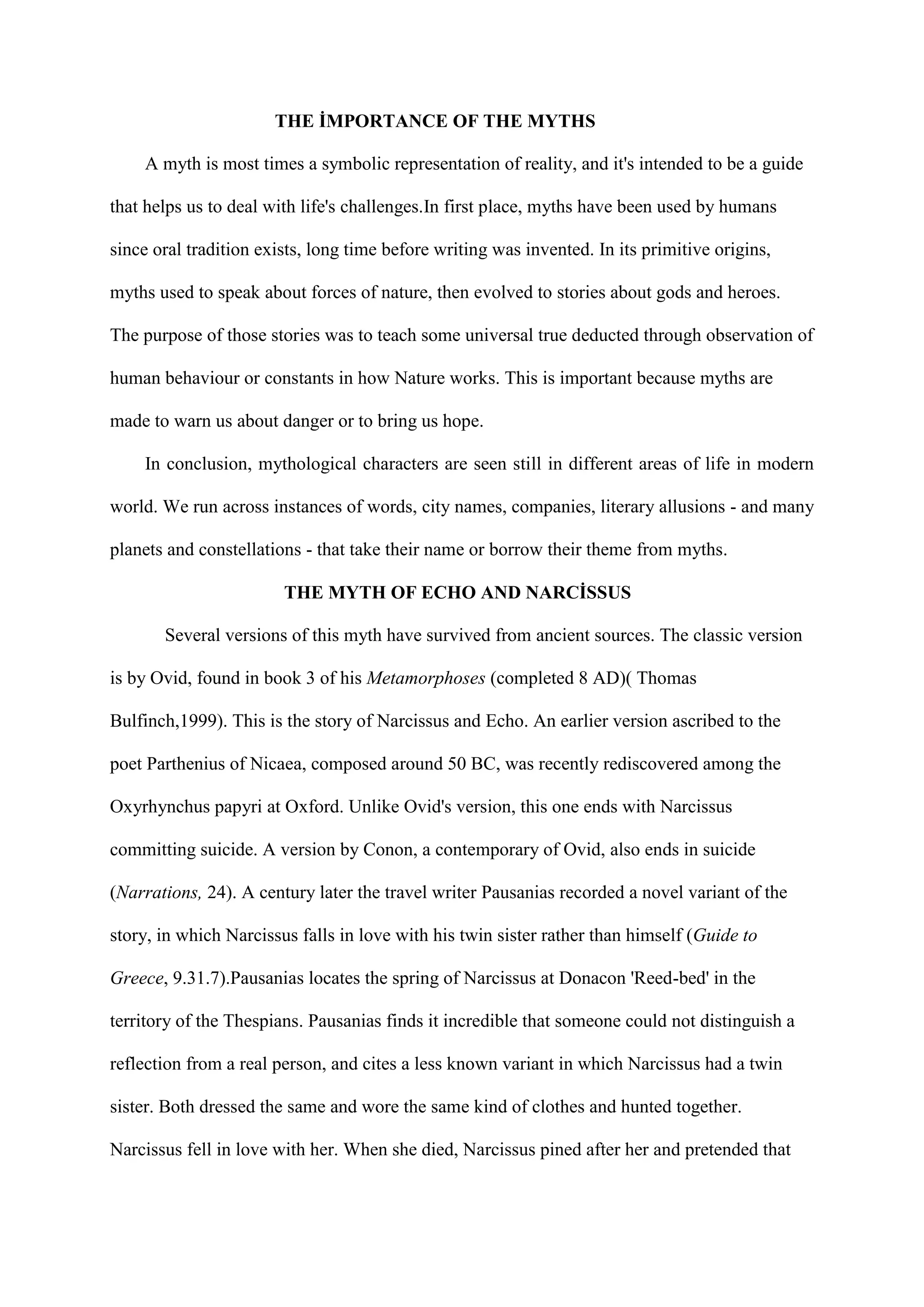 The myth of narcissus and echo ( their traces in the modern world) | DOCX