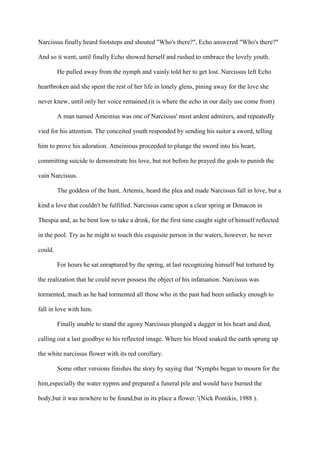 The myth of narcissus and echo ( their traces in the modern world)