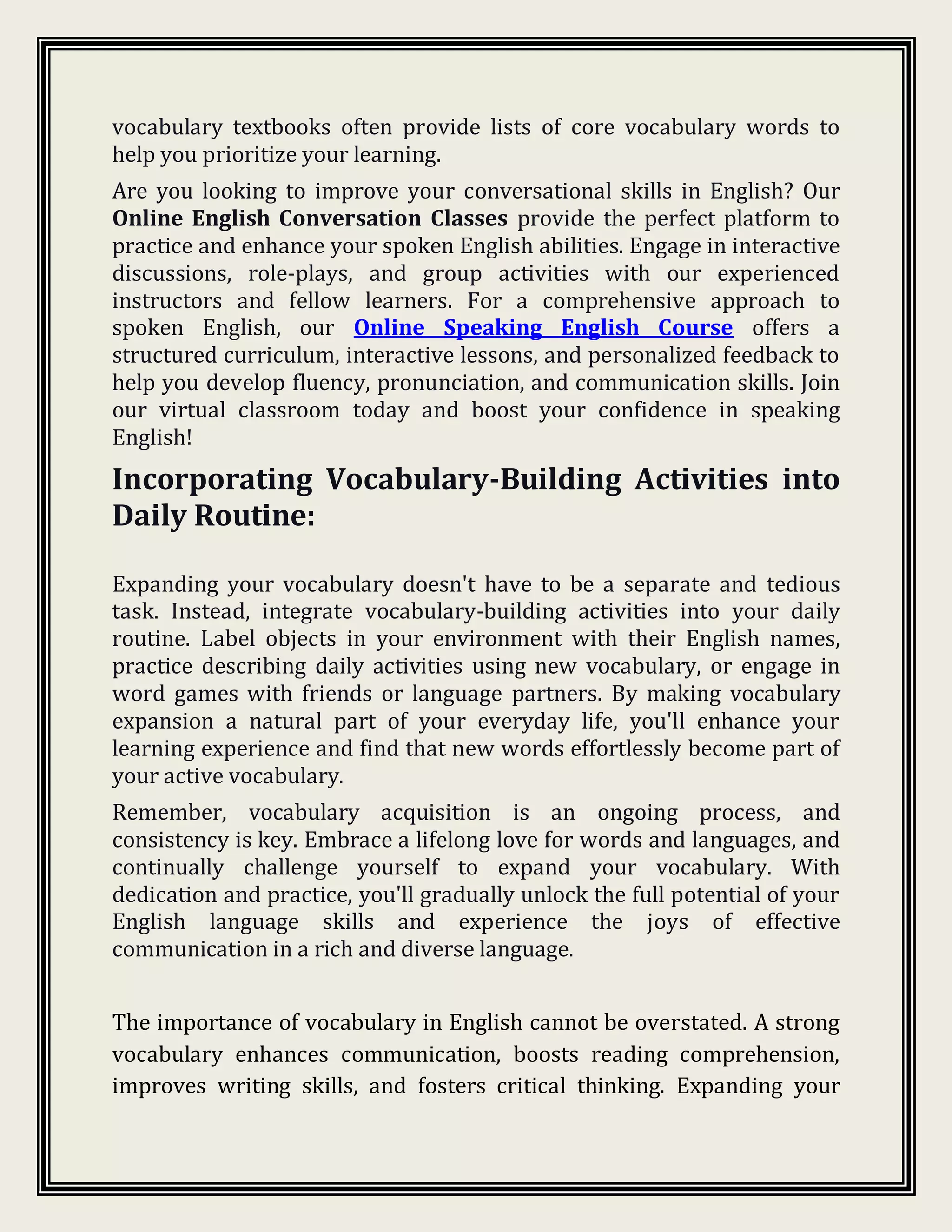 The importance of vocabulary in English and how to expand it.pdf