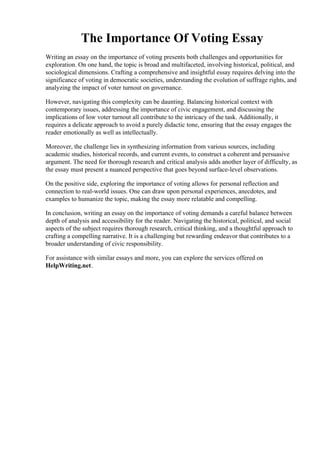 The Importance Of Voting Essay | PDF