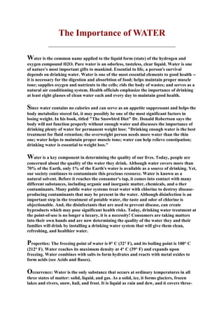 The importance of water | DOCX