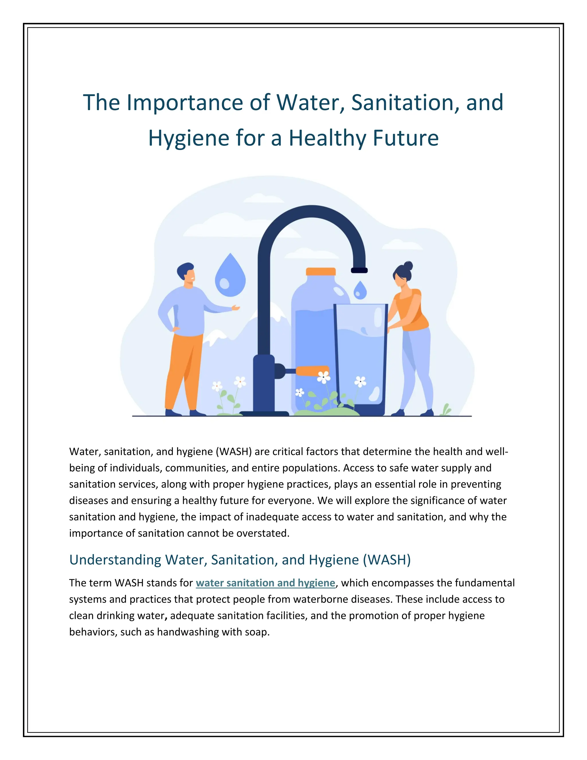 The Importance of Water, Sanitation, and Hygiene for a Healthy Future | PDF