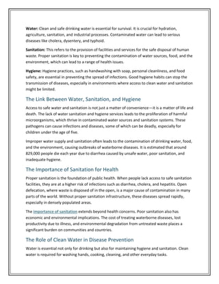 The Importance of Water, Sanitation, and Hygiene for a Healthy Future | PDF