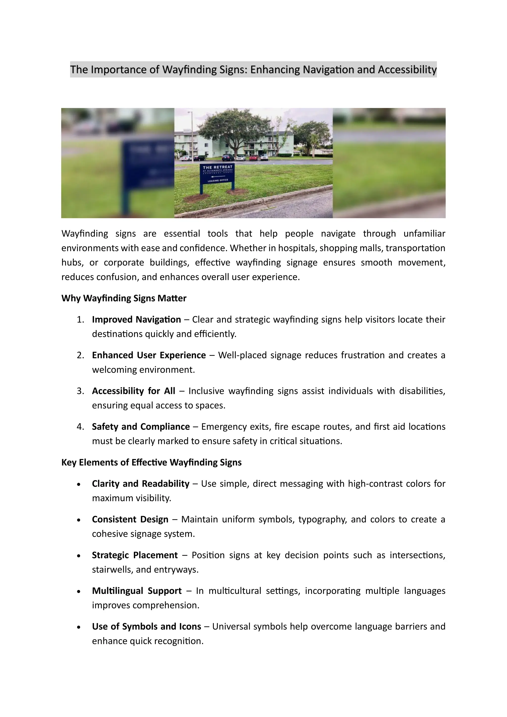 The Importance of Wayfinding Signs: Enhancing Navigation and ...