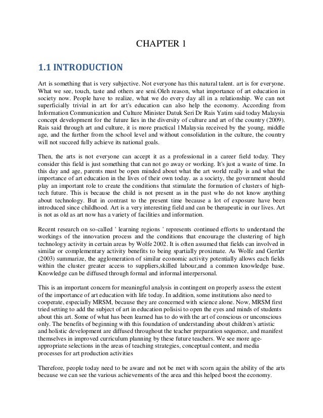 The important of art educations in society life nowadays among stuede…