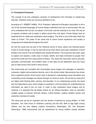 The important of visual art education among secondary school students ...