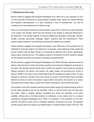 The important of psv among secondary school students | DOCX