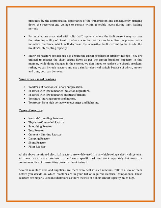 The important use of reactors in substations | PDF