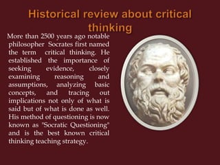 The impotance of critical thinking | PPT