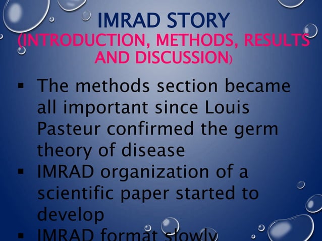 The IMRAD format | PPTX | Publishing Industry | Industries