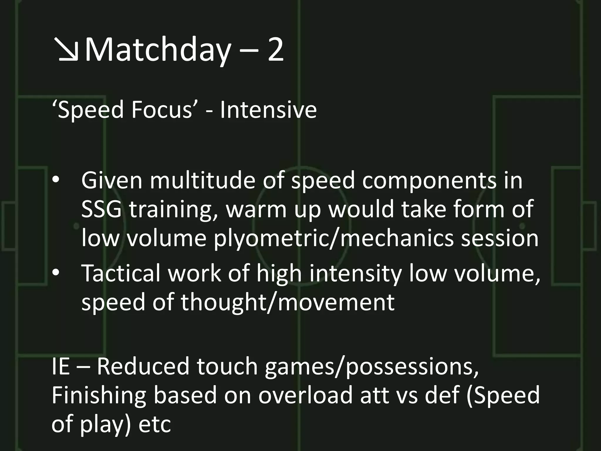 The In-Season Microcycle 'Physical themes dervied from tactical ...