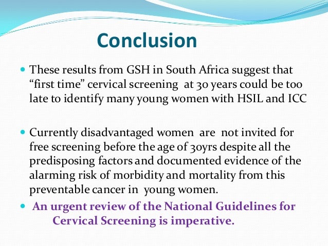 The incidence of significant lesions on cervical smears poster final…