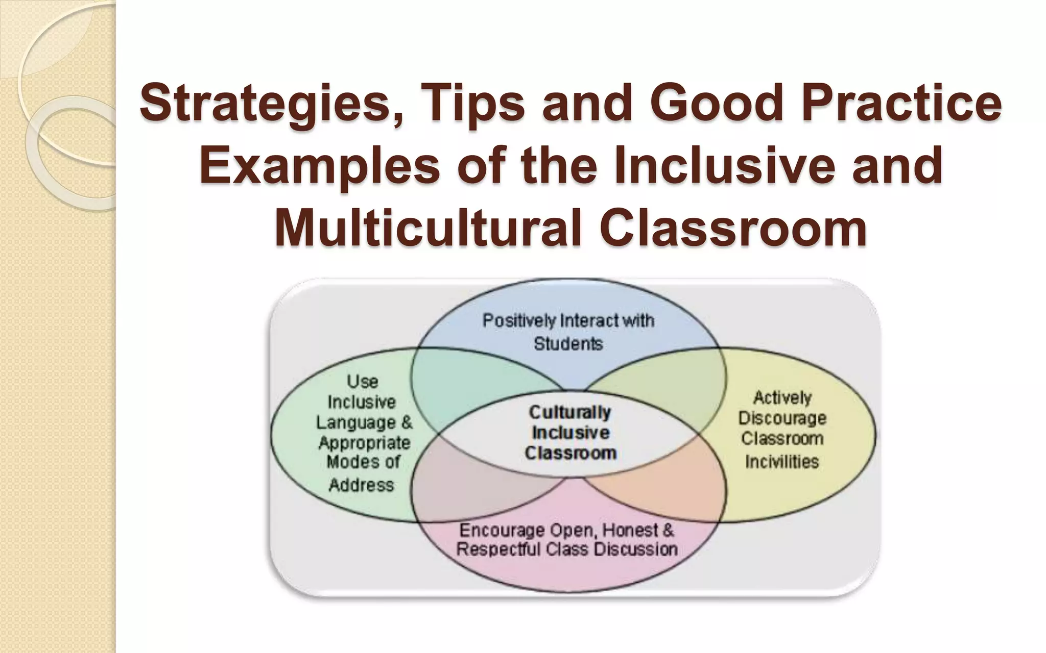 The inclusive and multicultural classroom | PPTX