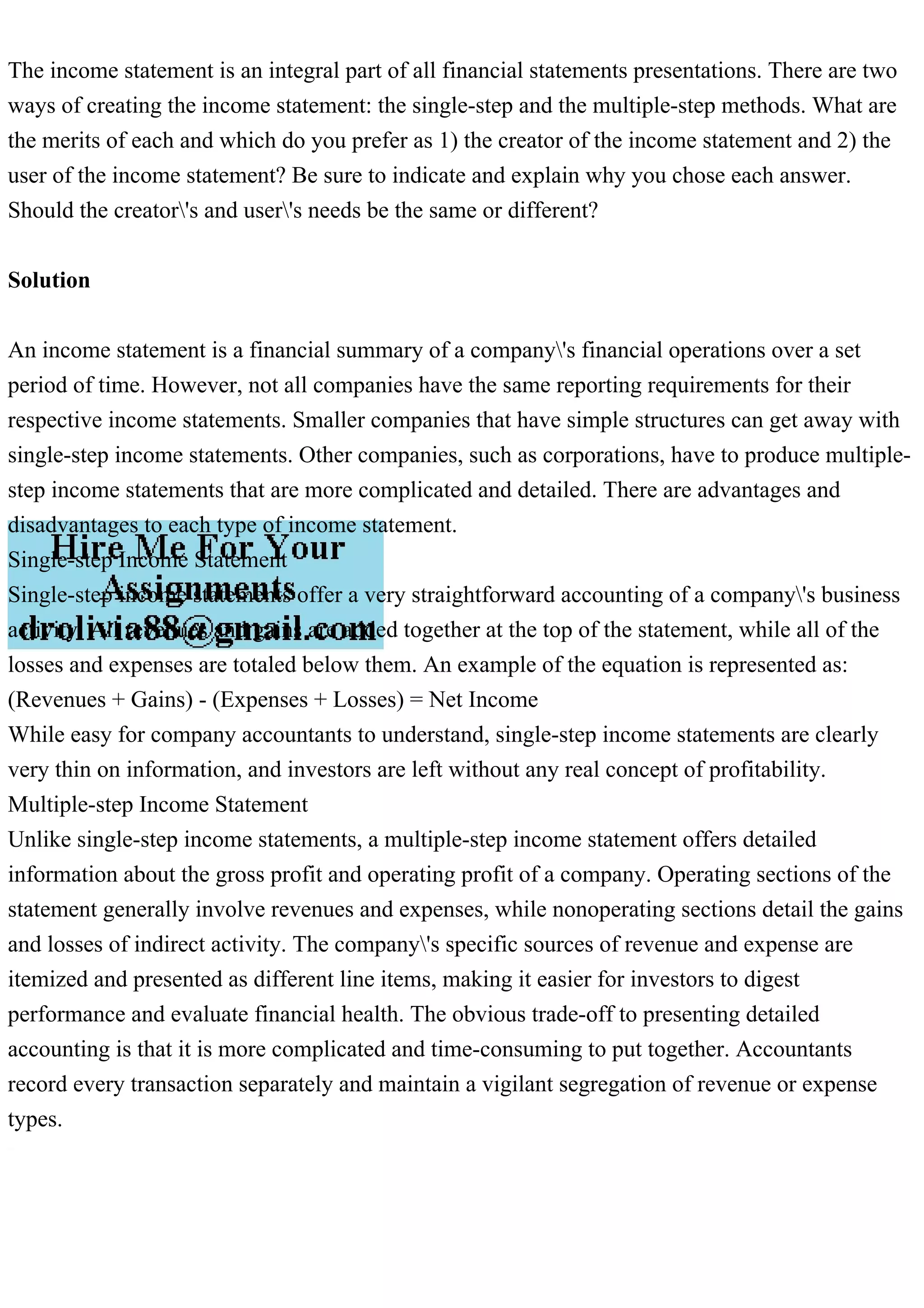 The income statement is an integral part of all financial statements.pdf