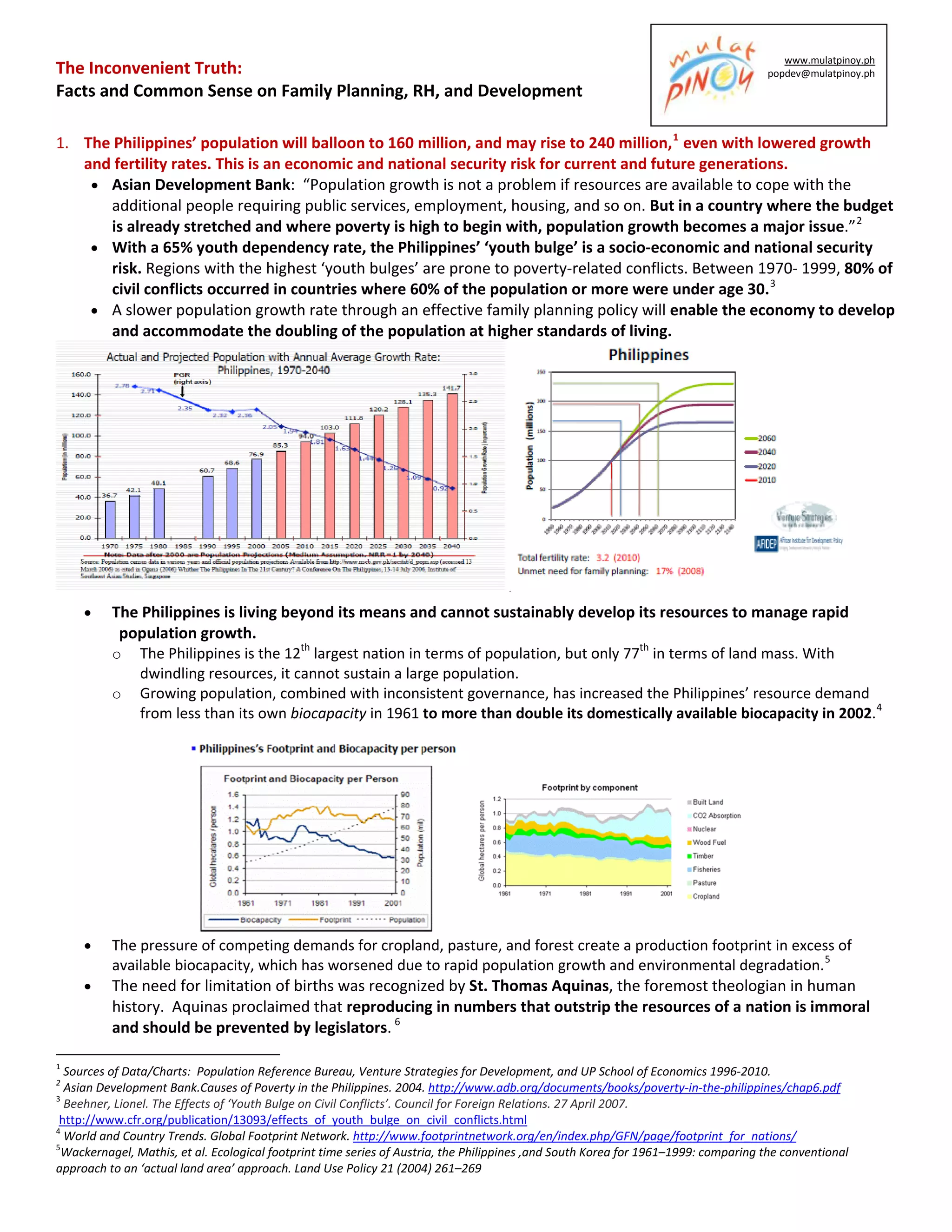 The Inconvenient Truth - The Facts on RH and Family Planning | PDF