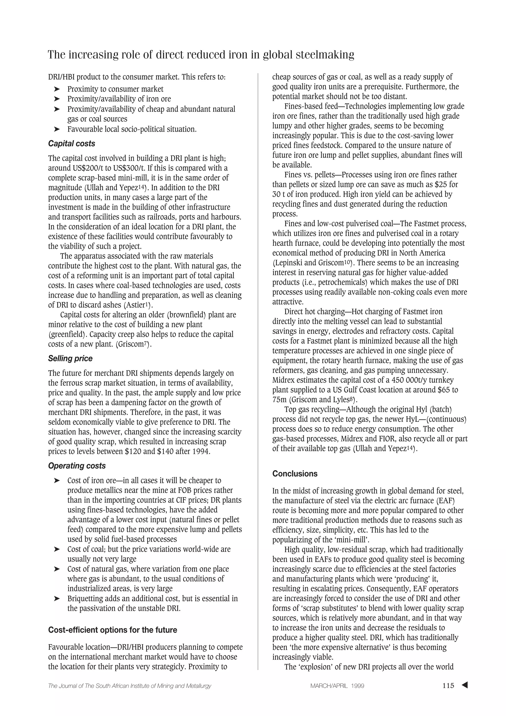 The increasing role of direct reduced iron (DRI) in global steelmaking ...