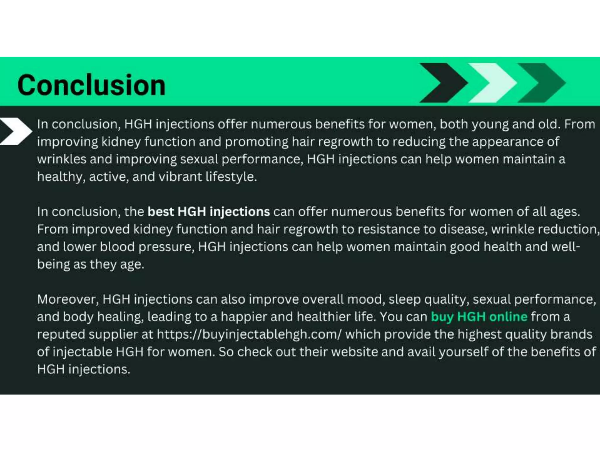 The Incredible Benefits of HGH Injections for Women | PPTX