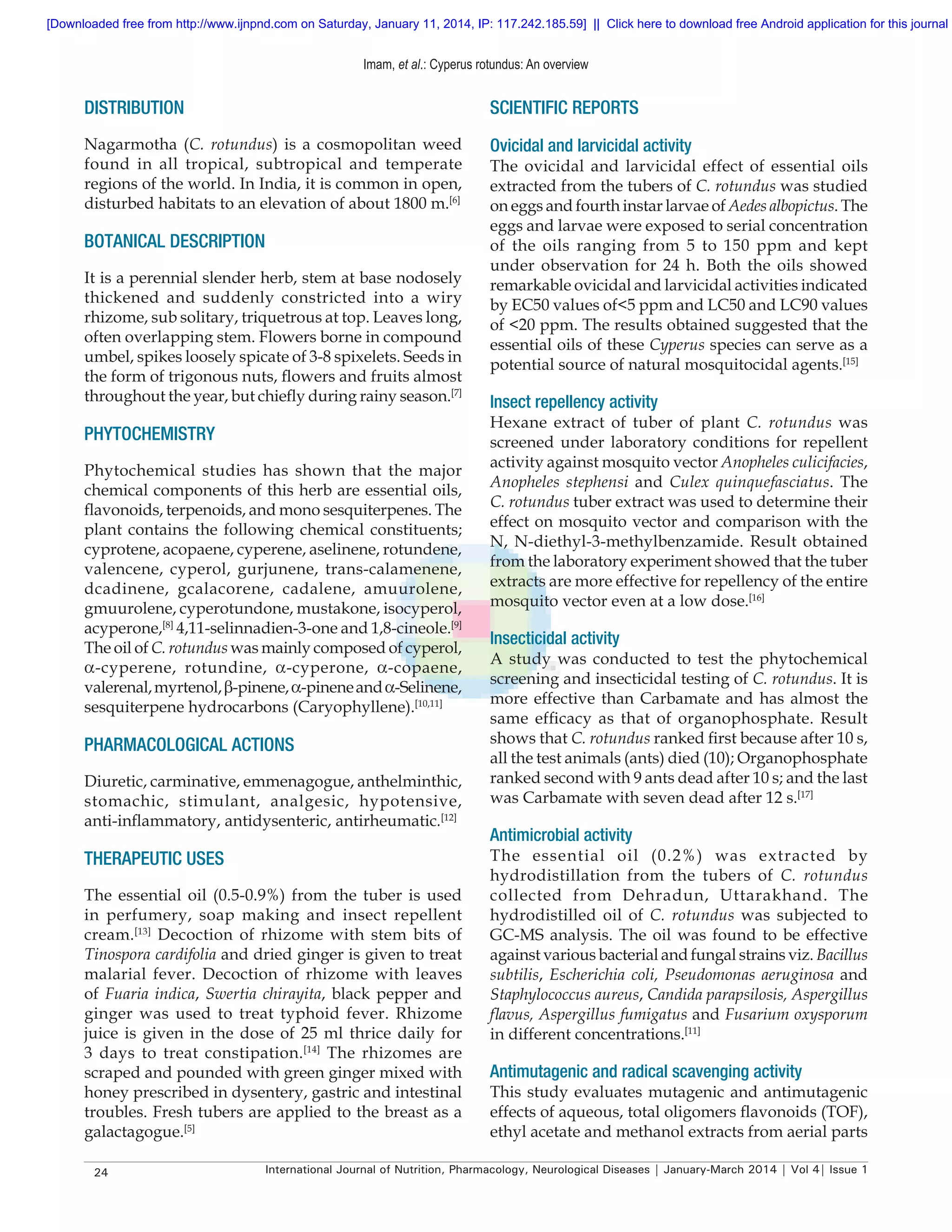 The incredible benefits of nagarmotha (cyperus rotundus) | PDF