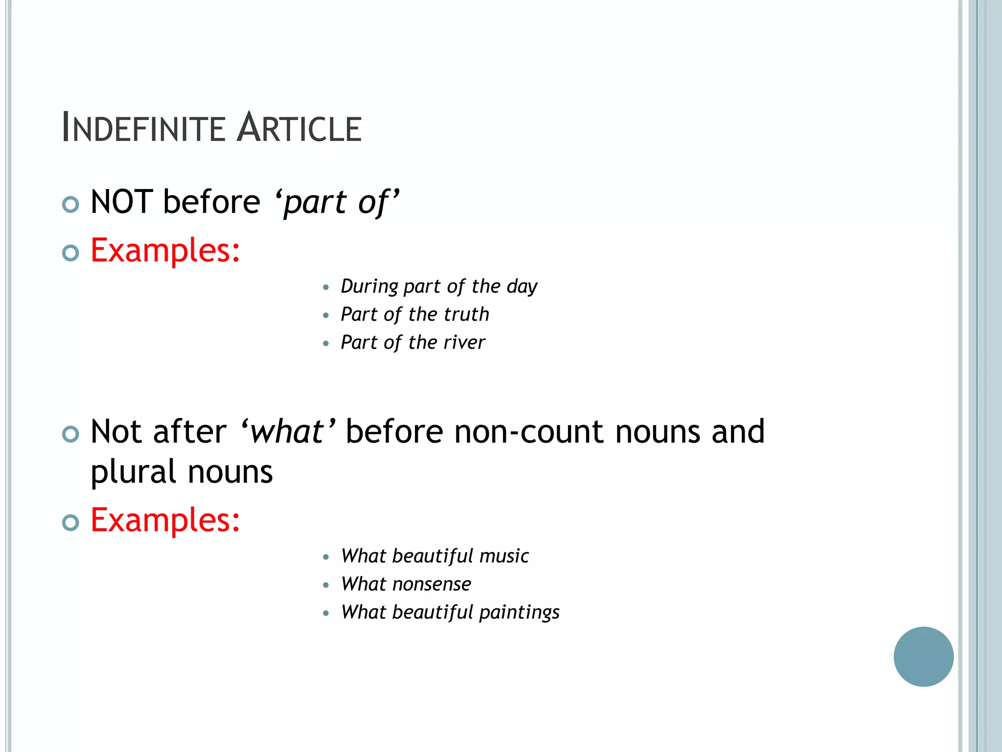 The indefinite article | PPTX