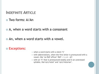 The indefinite article | PPTX