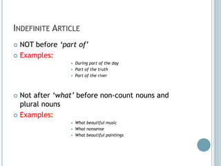 The indefinite article | PPTX