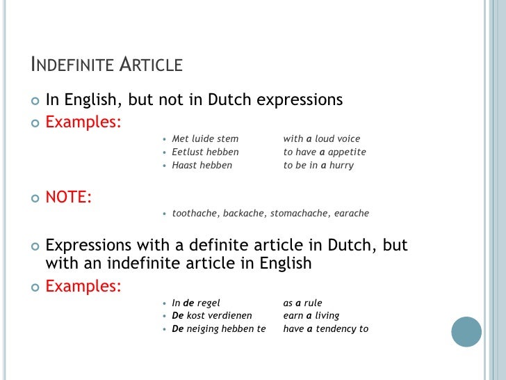 The indefinite article