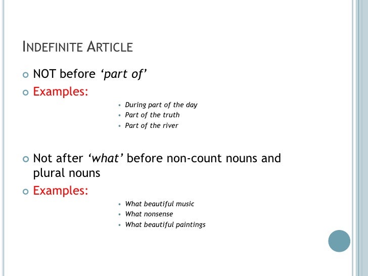 The indefinite article