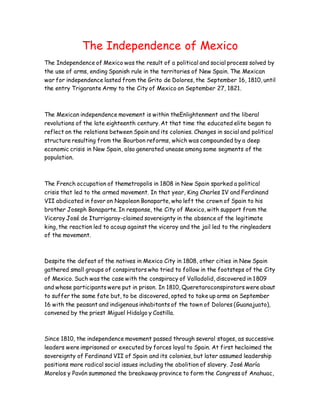 The independence of mexico | DOCX