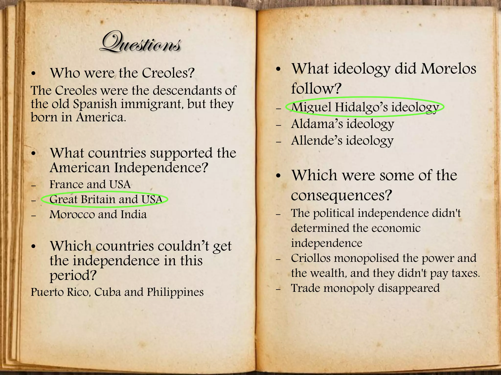 The independence of the spanish colonies in america excelente1! | PDF