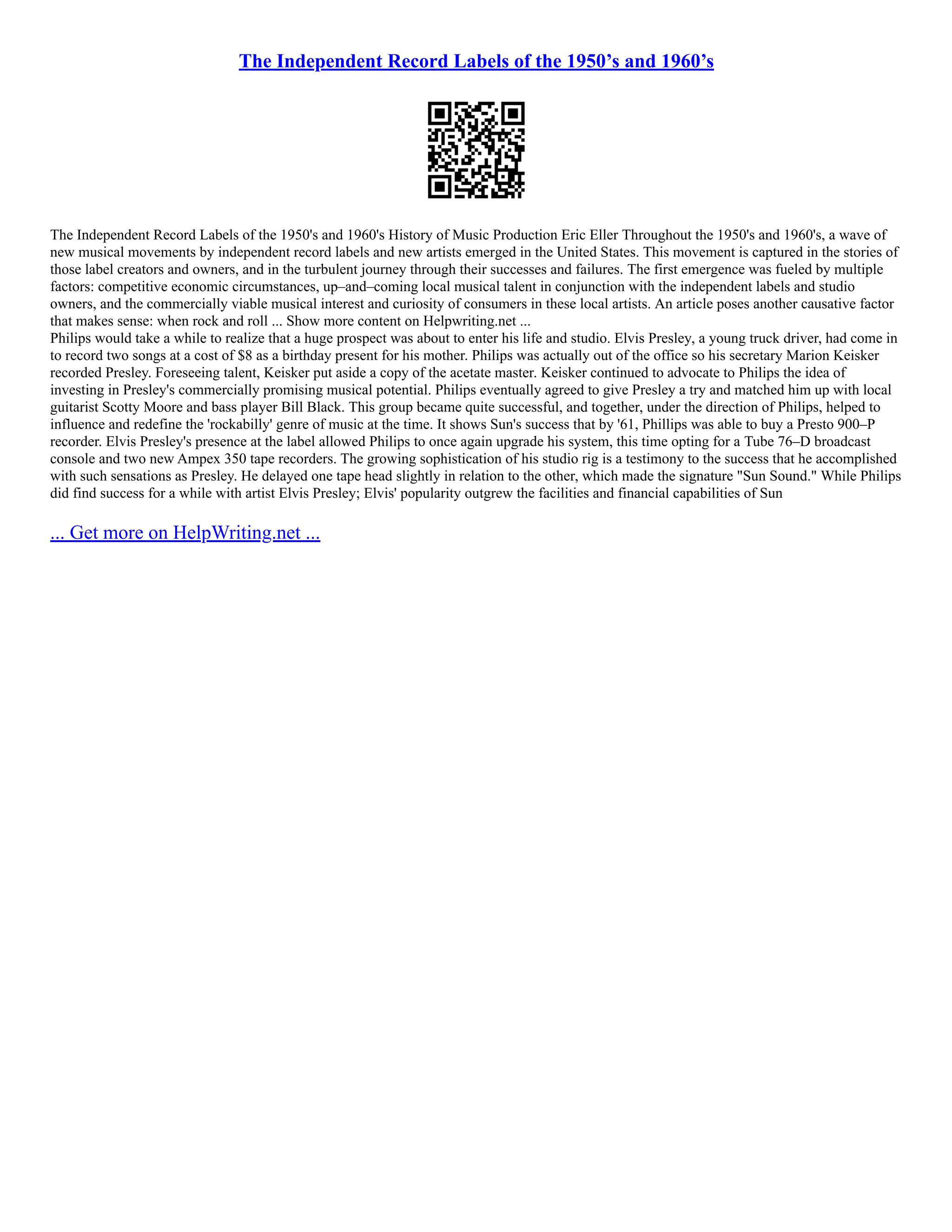 The Independent Record Labels Of The 1950’S And 1960’S | PDF