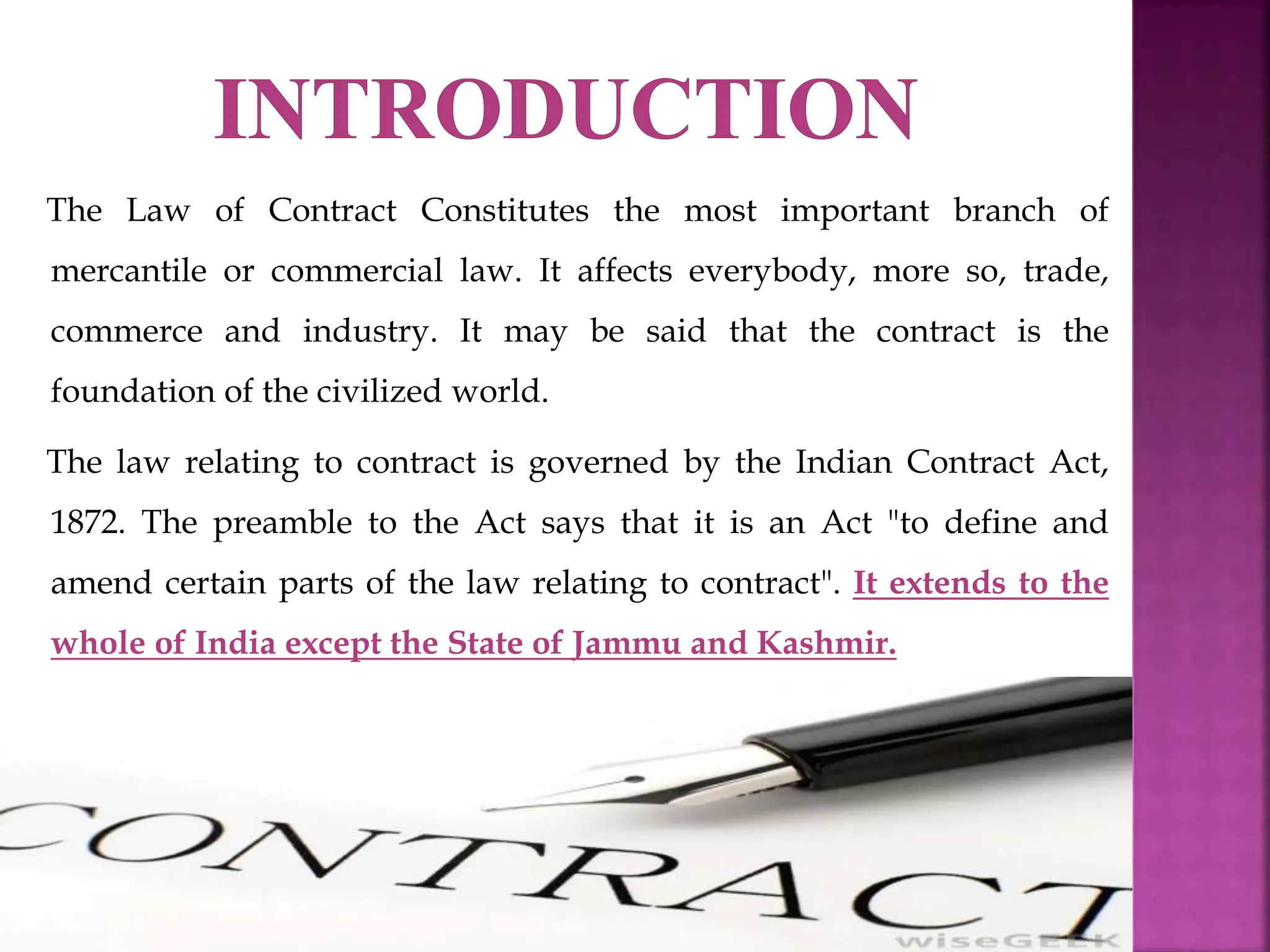 THE INDIAN CONTRACT ACT 1872 NOTES FOR STUDENTS | PPTX