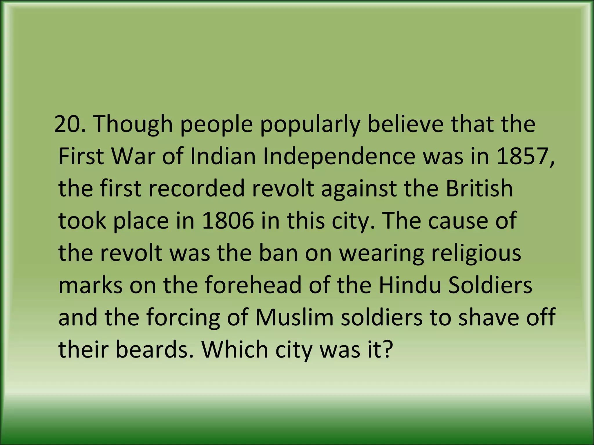 The Indian History Quiz | PPT