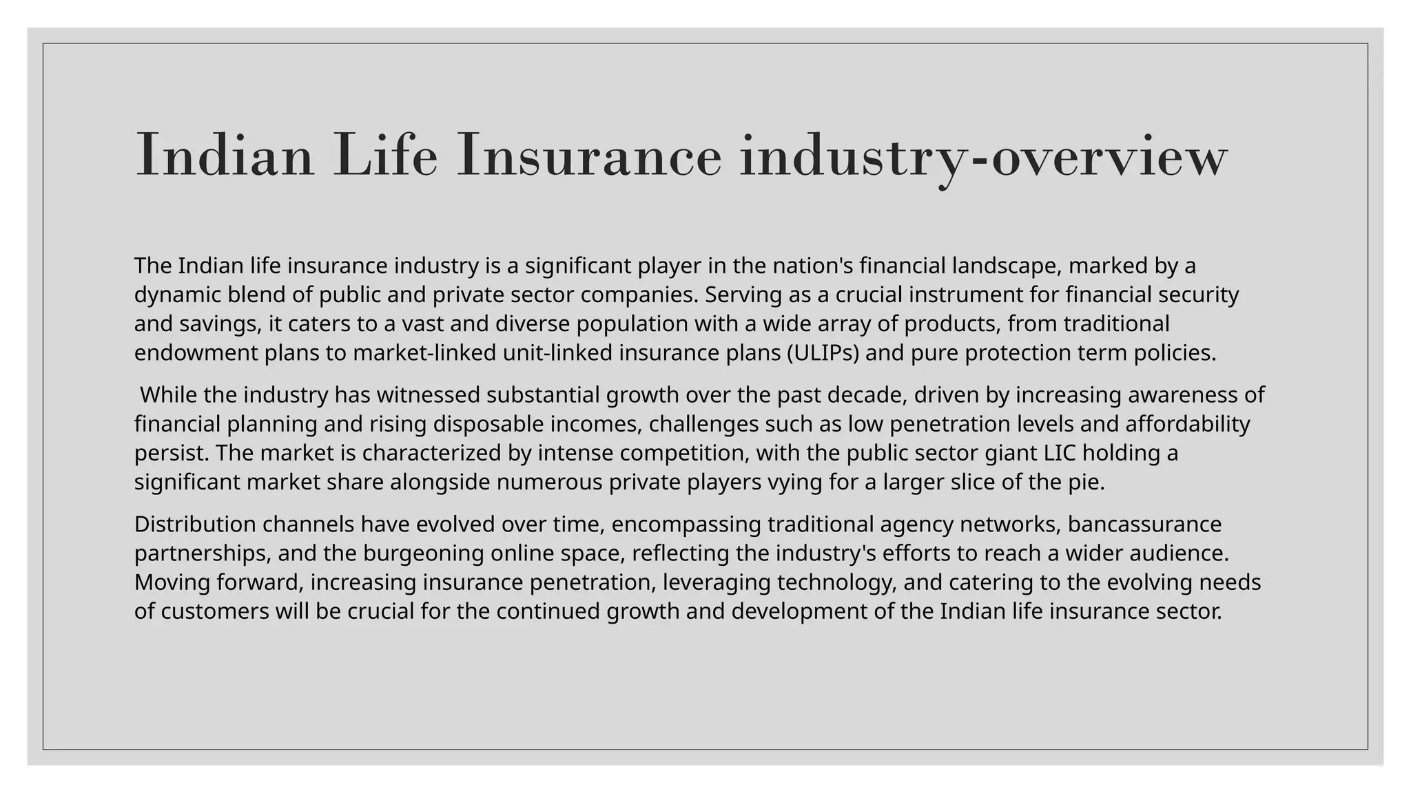 The Indian Life Insurance Industry.pptxu | PPTX