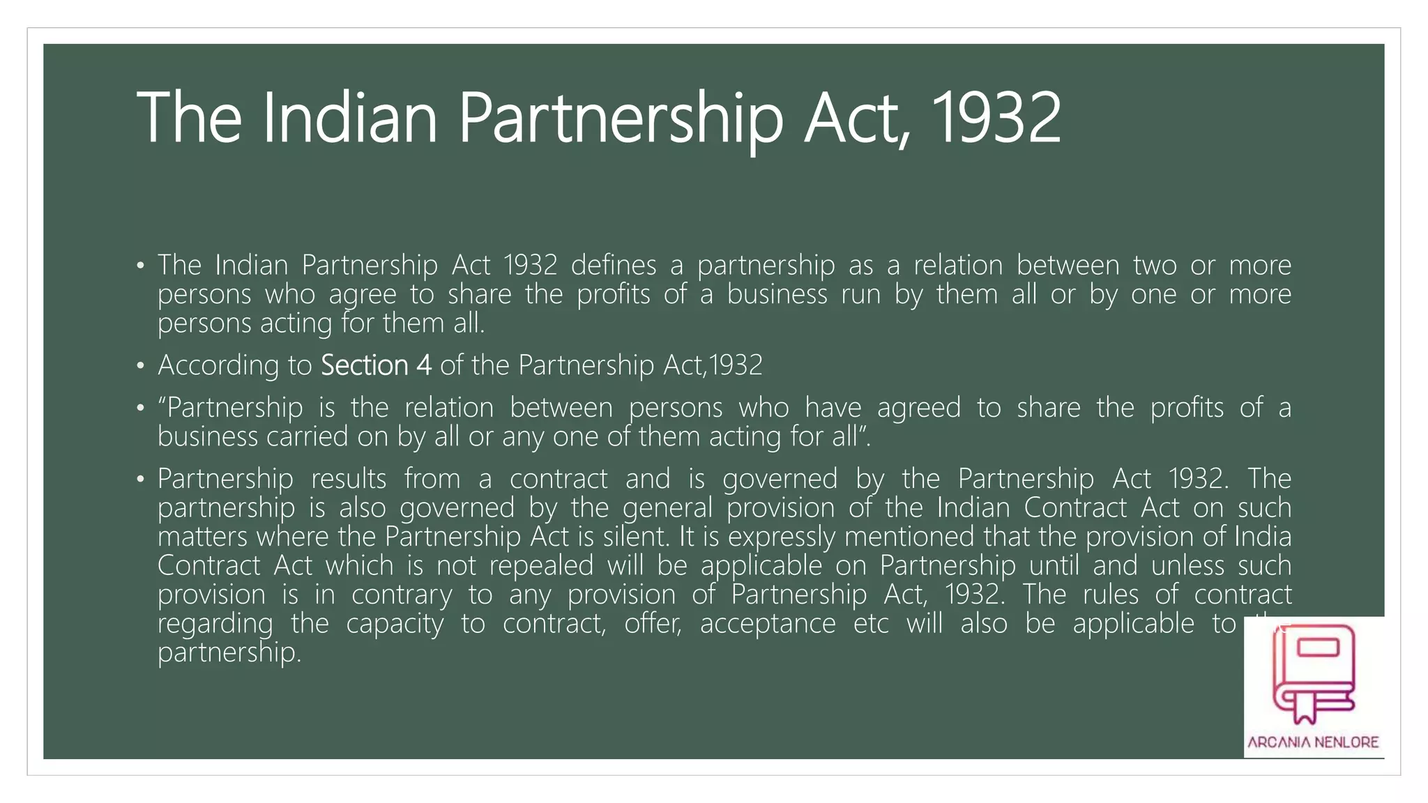 The indian partnership act, 1932 | PPTX