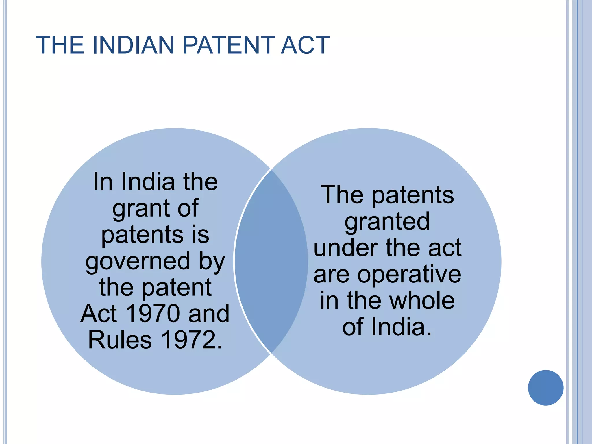 The indian patent act 1970 | PPTX