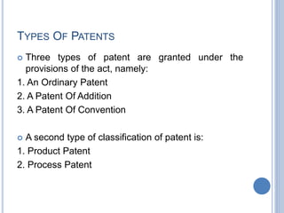 The indian patent act 1970 | PPTX