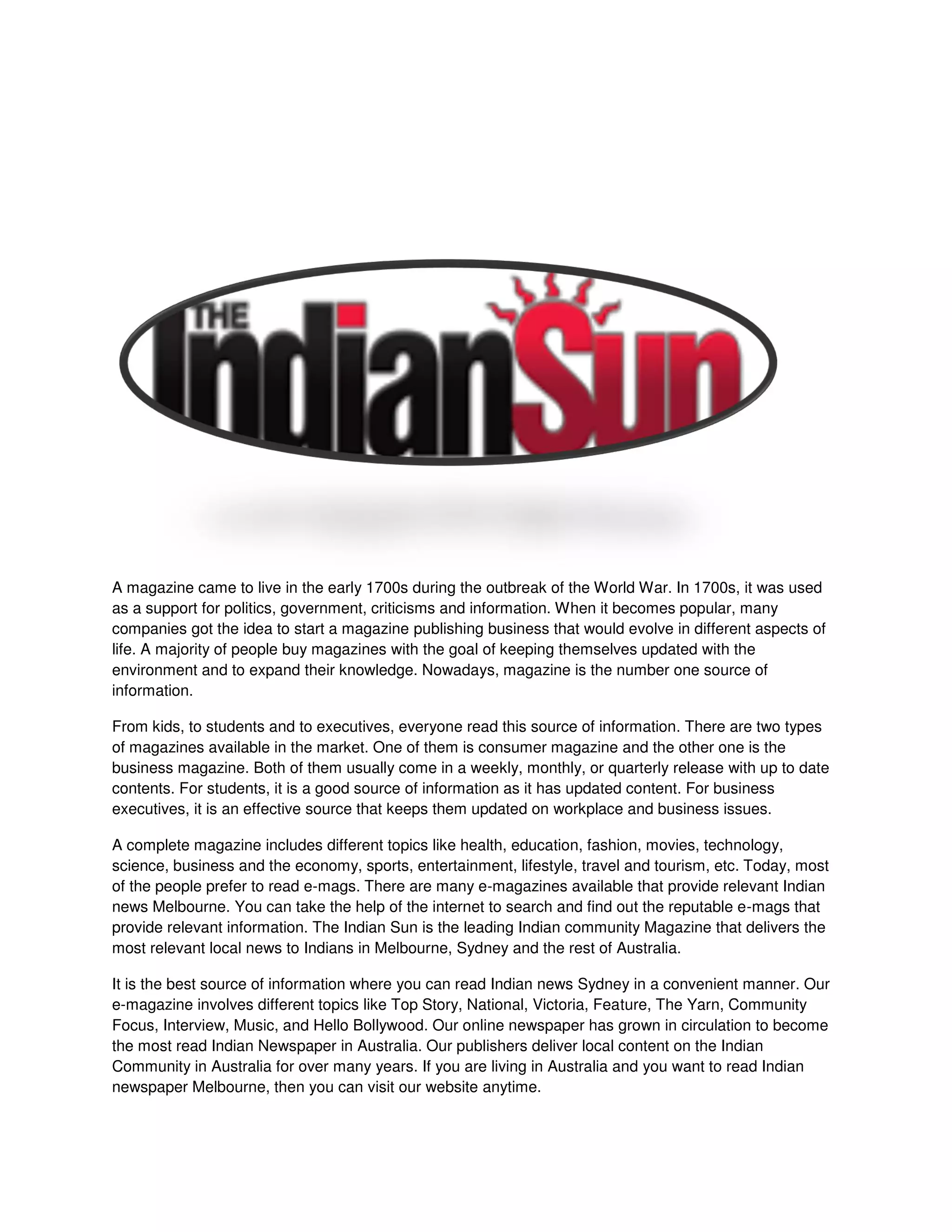 Indian newspaper Australia | PDF