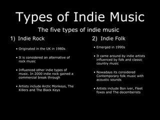 The indie genre | PPT