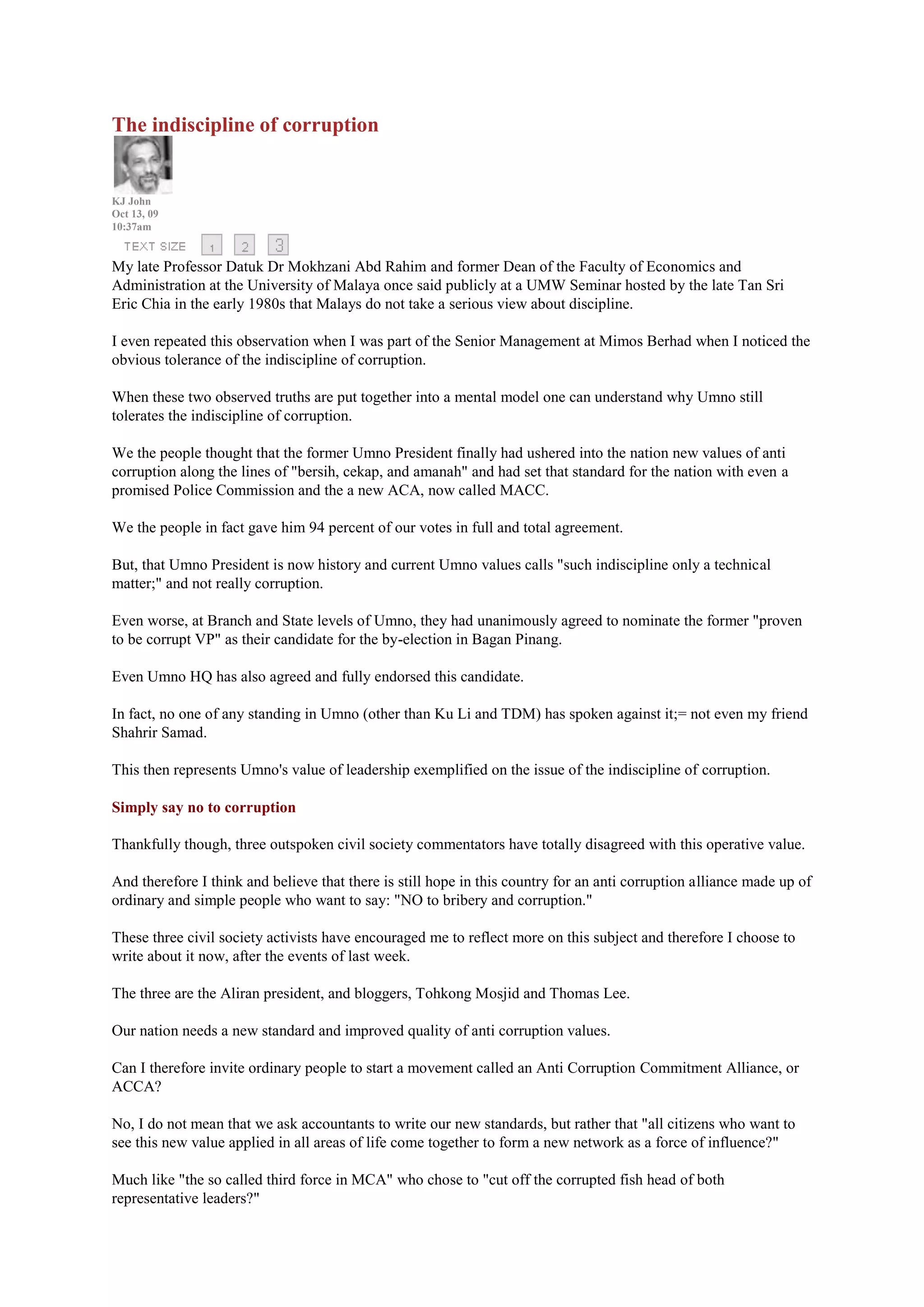 The indiscipline of corruption | DOCX