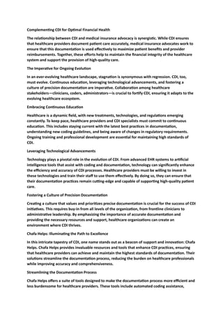 The Indispensable Role of Clinical Documentation Improvement Programs | PDF